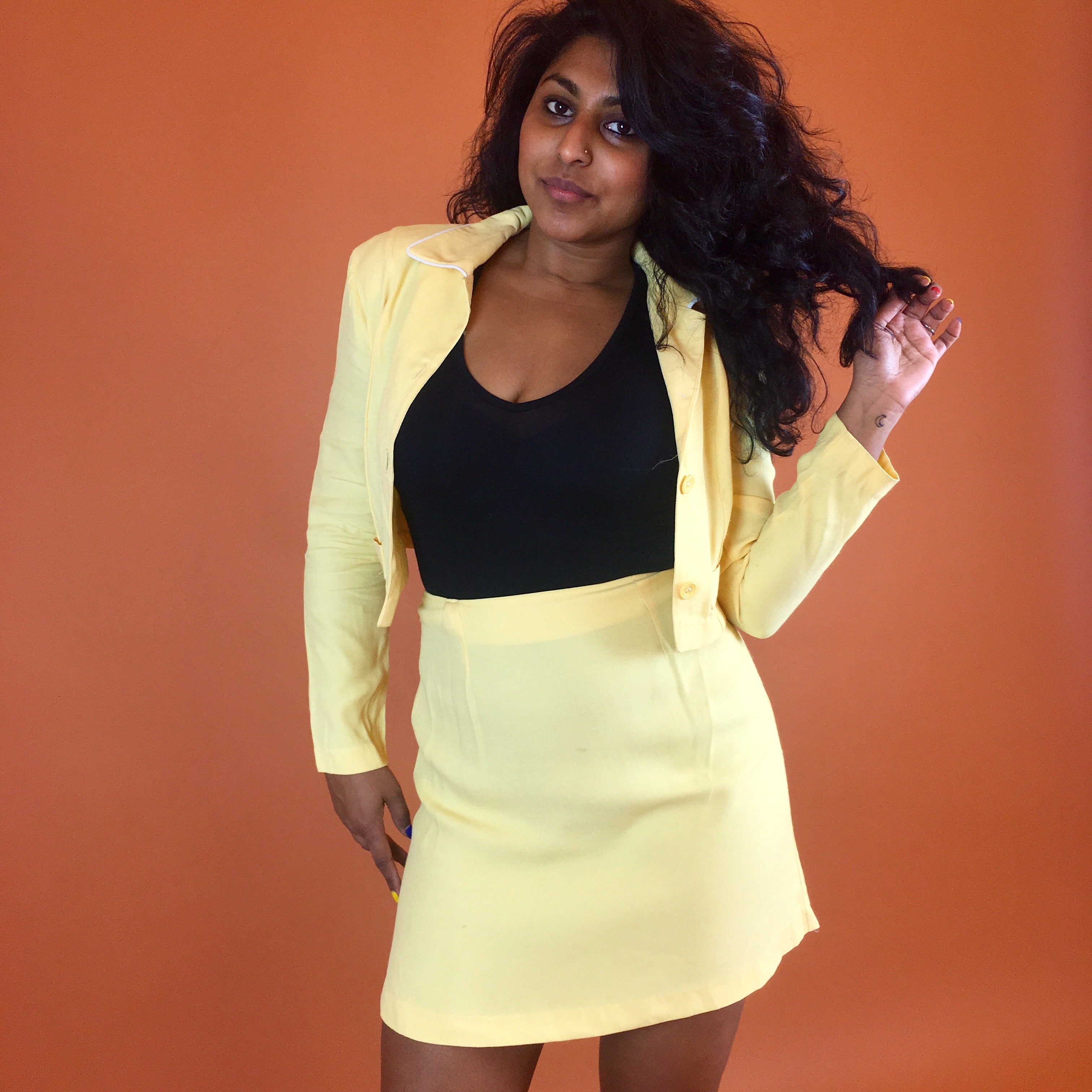 80s Yellow Vintage Blazer Skirt Set 💛 – tejitzu